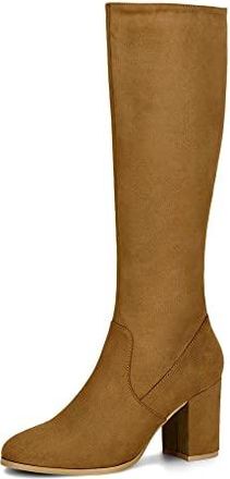 Allegra K Bottes à Hauteur du Genou pour Femmes Brun 38