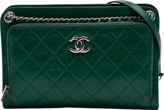 Chanel Portefeuille matelass&eacute; en cuir Pre-owned - Femme - Pre-owned - Vert - Taille: ONE Size
