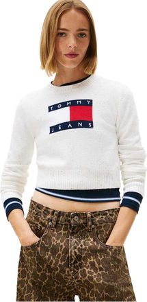 Tommy Jeans Jeans Pullover Top f&uuml;r Damen, gerippt (Antikwei&szlig;)