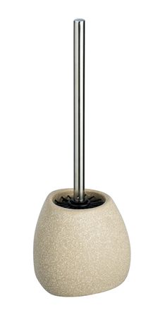 WENKO Keramik WC-Garnitur Mod. Pion hygienische Silikonb&uuml;rste selbstreinigend in dreieckiger Form f&uuml;r Bad und G&auml;ste-WC Ma&szlig;e 12,5 x 38,5 x 12 cm Farbe beige