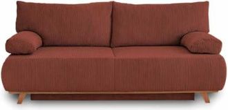 Best Mobilier Canap&eacute; Convertible avec Coffre Cristal en Velours C&ocirc;tel&eacute; - Canap&eacute; Lit - Sofa Terracotta 3 Places - Salon