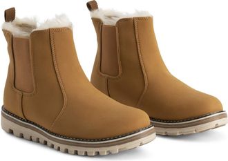 Polar Damen Chelsea Stiefeletten - Nubuk-Optik, Memory Foam, Wasserdicht, Gummisohle, Kunstfellfutter, Gen&auml;hte & Umgeschlagene Sohle