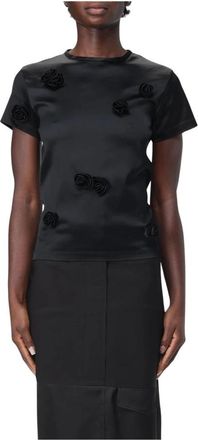 Sportmax Femme, Blouses et Chemises, Noir, Taille: 34 FR Mendoza Floral Appliqu&eacute; Top