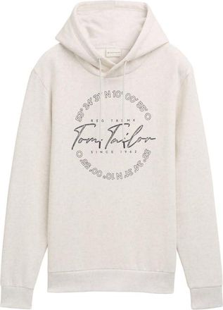 Tom Tailor Herren Hoodie Sweatshirt mit Logo-Print, 13174 - Soft Vanilla Melange, XL