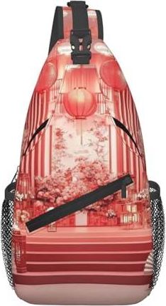 Generic Sac &agrave; dos &agrave; bandouli&egrave;re pour homme Motif fleurs du Nouvel An chinois