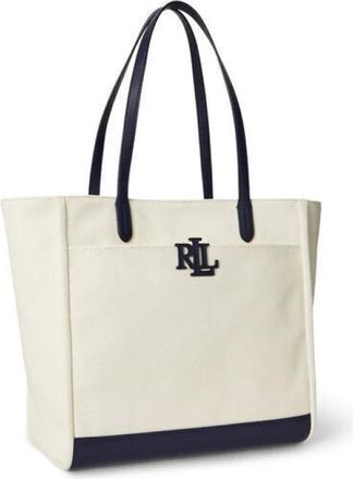 Ralph Lauren Cabas Cameryn en toile bleu marine - Femme - Sacs - Blanc - Taille: ONE Size