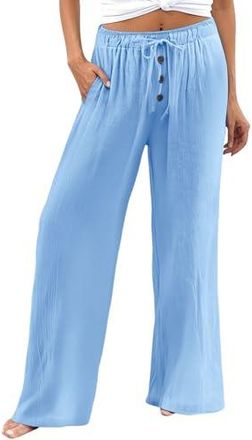 Generic Pantalon kaki pour femme - Pantalon de yoga droit pour femme - Pantalon cargo grande taille - Pantalon de marin pour femme - Jambe large - Costume de 