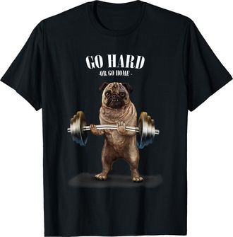 Fox Republic Design Mops Gewichtheben Champion Go Hard or Go Home T-Shirt