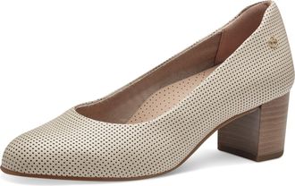 Tamaris Comfort Damen Pumps aus Leder mit Blockabsatz, Beige (Ivory), 38 EU