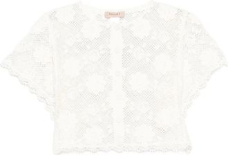 Twinset Femme, Blouses et Chemises, Blanc, Taille: 38 FR Crochet Knit Top
