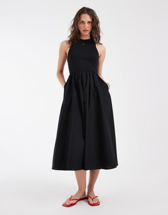 Tommy Jeans Robe courte en popeline c&ocirc;tel&eacute;e - Noir