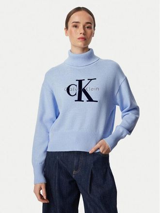 Calvin Klein Jeans Rollkragenpullover LV047H329G Hellblau Regular Fit