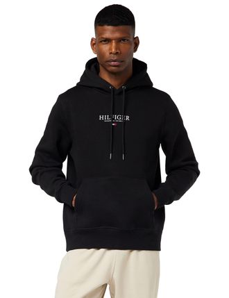 Tommy Hilfiger Exclusive Hilfiger Logo Hoody Kapuzen-Sweatshirt Herren, Schwarz (Black), S
