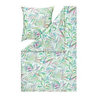 ESTELLA Mako-Satin Bettw&auml;sche Brittany gr&uuml;n 1 Bettbezug 200 x 220 cm + 2 Kissenbez&uuml;ge 80 x 80 cm