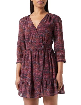 Scotch & Soda Damen Wrap Mini Dress Lässiges Kleid, Feather Bordeaux, 36