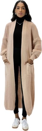 Elara Langer Damen Oversize Cardigan ZA12 Beige