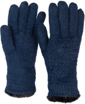 styleBREAKER Damen warme Winter Handschuhe mit Reiskorn Muster und Fleece, Thermo Strickhandschuhe, Fingerhandschuhe 09010040, Farbe:Dunkelblau