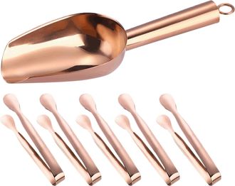 Generic Edelstahl Grillzange Küchenzange Set - 5 Stück Küche Zange mit 1 Food Schaufel - Klein Servierzange Steel Eiszange - Candybar Zangen für Hochzeit Bar 