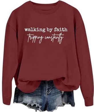 Generic Pull pour femme - Sans capuche - Imprim&eacute; graphique - Haut surdimensionn&eacute; - Col rond - Manches longues - Automne - Hiver - D&eacute;contract&eacute; - Confortable - 