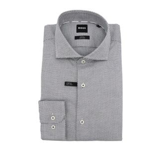 HUGO BOSS Slim-Fit-Hemd aus strukturiertem Baumwoll-Mix - - Shirts - Herren - Blau - M