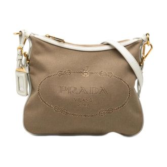 Prada Sac bandouli&egrave;re Pre-owned en toile - Femme - Pre-owned - Brun - Taille: ONE Size
