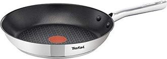 T-fal Duetto Pfanne 24 cm, Edelstahlpfanne Induktion, sichere Antihaftversiegelung, Thermo-Signal bei idealer Brattemperatur, gesundes Kochen, für alle Herd