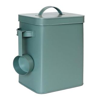 Relaxdays Metallbox, 6,5 L Aufbewahrungsbox mit Dosierhilfe, Tierfutter & Lebensmittel, luftdicht, Waschpulverdose, gr&uuml;n