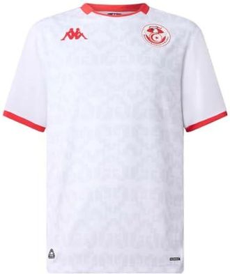 Kappa Maillot Kombat Away Tunisie Football Officiel Blanc Homme (FR/ES, Alpha/Lettres, M, Taille Normale, Taille Normale)