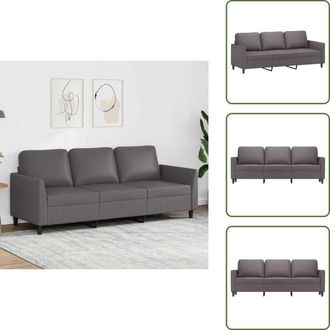 vidaXL 3-Sitzer-Sofa Grau 180 cm Kunstleder - 3-Sitzer-Sofa - Couch - Wohnlandschaft - Ledercouch - Grau Sofa