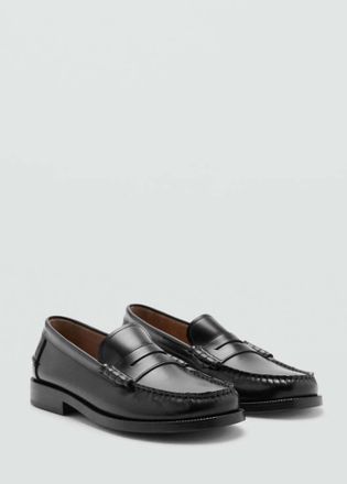 Mango Mocassins d&eacute;coupe cuir noir - Homme - 39 - MANGO MAN