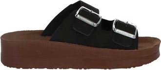 Carrera Femme, Chaussures, Noir, Taille: 37 EU Sandales &agrave; Plateforme Noires &agrave; Double Boucle