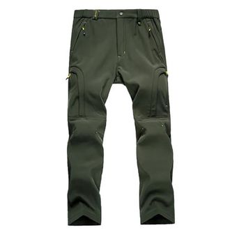 Generic Pantalon de randonnée thermique pour homme - Doublure en polaire - Imperméable - Softshell - Pantalon de marche chaud et épais - Pantalon de ski rembo