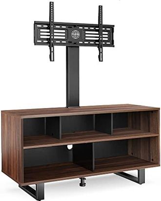 Fitueyes Support TV sur Pied en Bois pour Écran de 32 à 70 Pouces,Meuble de TV avec Support Hauteur Réglable Pivotant 40°,pour Ampli DVD Voie Centrale Platine 