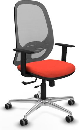 Piqueras y Crespo Hochwertiger B&uuml;rostuhl mit 1D-Armen, h&ouml;henverstellbare Lendenwirbelst&uuml;tze, ausgestattet mit Syncro/Translack und Schneideschaum, Grau/Dunkelorange