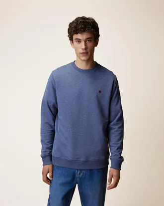 Faguo Sweat col rond bleu coton recycl&eacute;