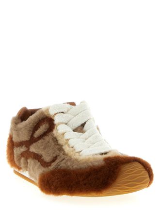Loewe Womens Brown Lamb Leather Low Top Sneakers