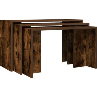 vidaXL Satztische 3 Stk. R&auml;uchereiche Holzwerkstoff Vidaxl