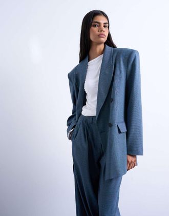 Topshop Blazer de costume oversize style années 80 à double boutonnage - Bleu marine