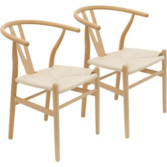 Oviala Lot de 2 chaises style scandinave en bois massif