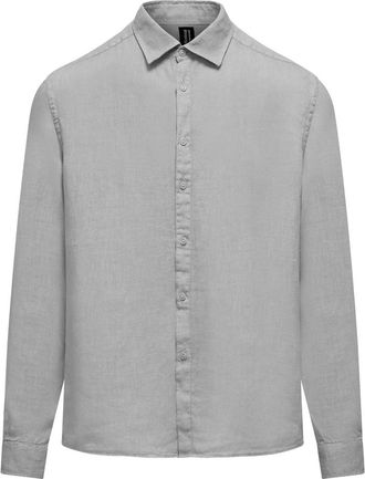 Bomboogie Homme, Chemises, Gris, Taille: 2XL Chemise en lin coupe classique