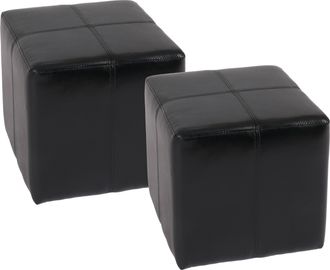 Mendler 2er-Set Sitzw&uuml;rfel Hocker Sitzhocker Onex-AM, Leder + Kunstleder, 36x36x36cm - schwarz