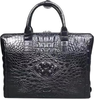 Generic Sacoche homme style business en cuir v&eacute;ritable crocodile, sac &agrave; main noir en cuir dalligator v&eacute;ritable, grande housse pour ordinateur portable