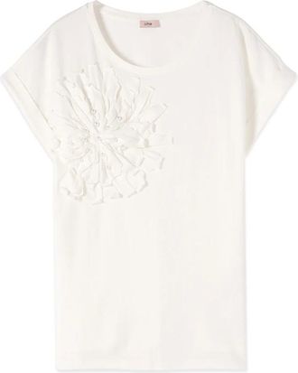Oltre Femme, Tops, Blanc, Taille: 44 FR T-shirt avec application et perles