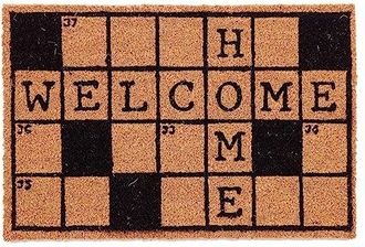 Relaxdays Fu&szlig;matte Kokos, T&uuml;rvorleger Kreuzwortr&auml;tsel, 40 x 60cm, rutschfest, Fu&szlig;abstreifer innen & au&szlig;en, Natur/schwarz