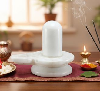 Kleo Marmor Stein Shiva Lingam Shiv Leng Idol Murti Statue (3.5 Wei&szlig;)