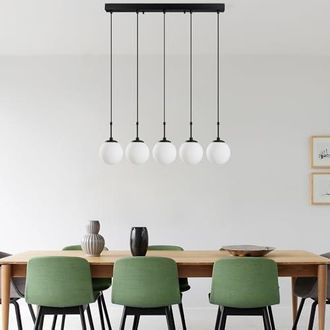 Opviq Elegant Black Chandelier, Adjustable Height 40-115 cm, Metal Body, 5 x E14 Sockets, 80 x 15 x 115 cm | Perfect for Modern Living Spaces, IP20 Rated