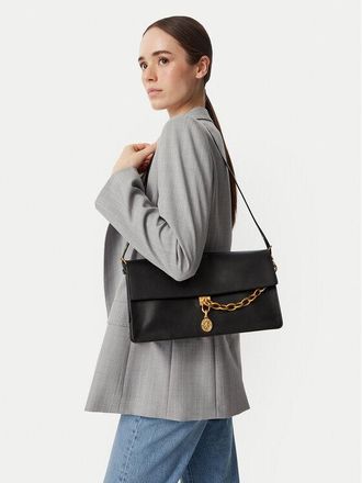 Tommy Hilfiger Handtasche Crest Leather Conv Shoulder Bag AW0AW19015 Schwarz