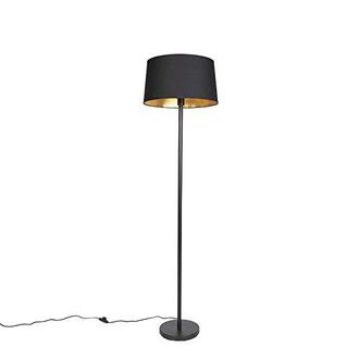 QAZQA simplo - Lampadaire avec Abat-Jour - 1 lumi&egrave;re - H 1690 mm - Noir - Moderne - &eacute;clairage int&eacute;rieur - Salon I Chambre