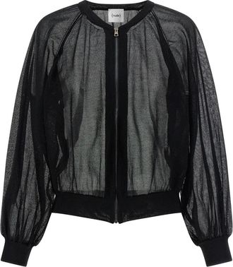 Nude Nude, Femme, Pulls, Noir, Taille: 38 FR Semi-sheer Bomber Zip Cardigan