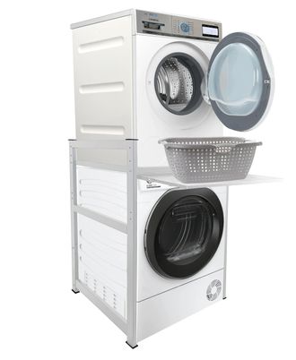 Quick Star Waschmaschinenregal 74x65x111cm mit Auszug Weiss Standregal Trockner Aufbewahrungsorganisator Badezimmer